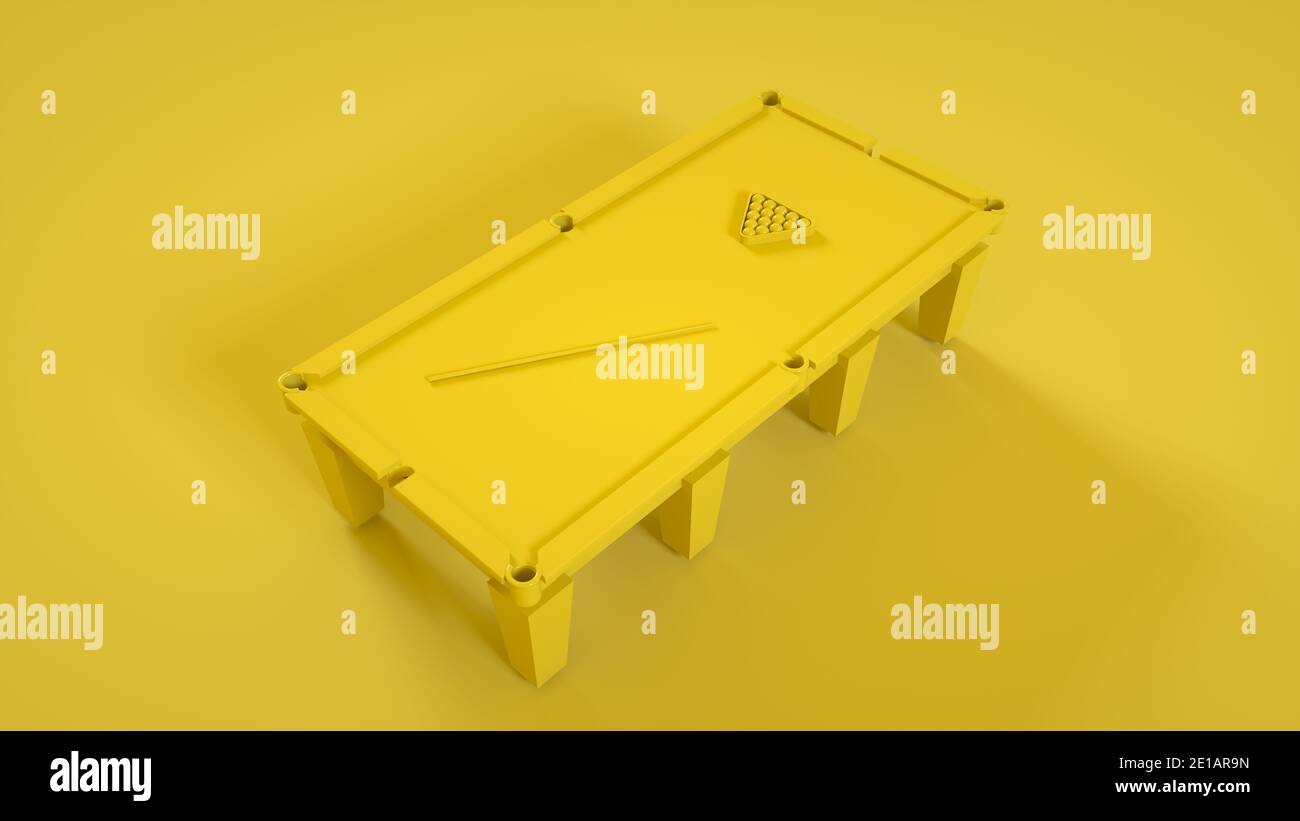 Billiard table isolated on yellow background. 3d illustration Stock ...