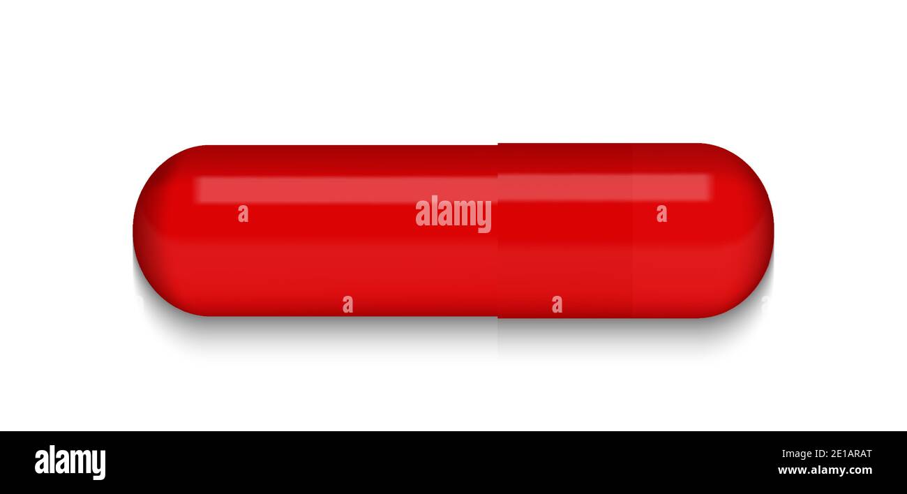 Red Red Medical pill on white background. Virus capsule. The medicine ...
