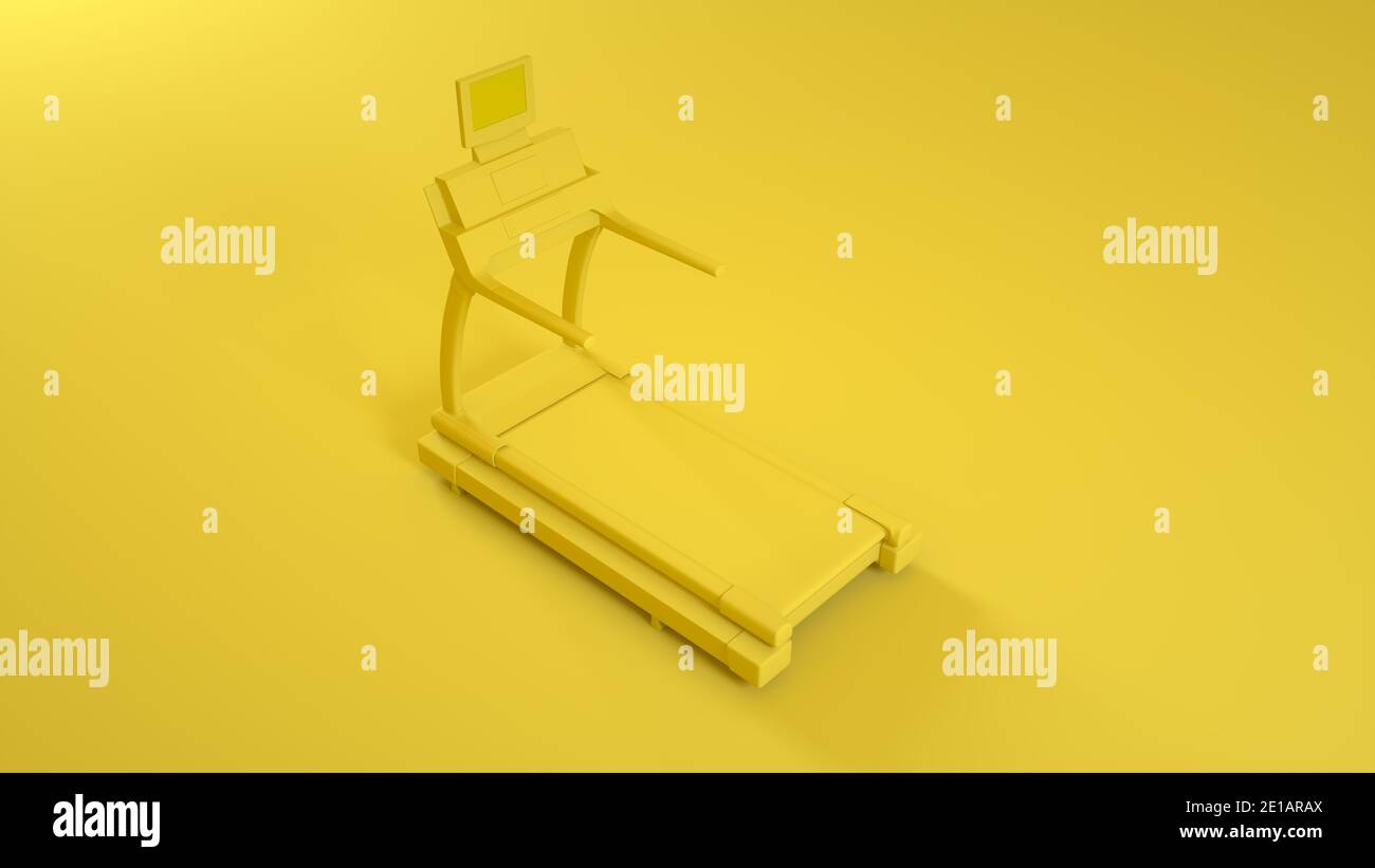 Treadmill Running Machine on yellow background. 3d illustration Stock ...