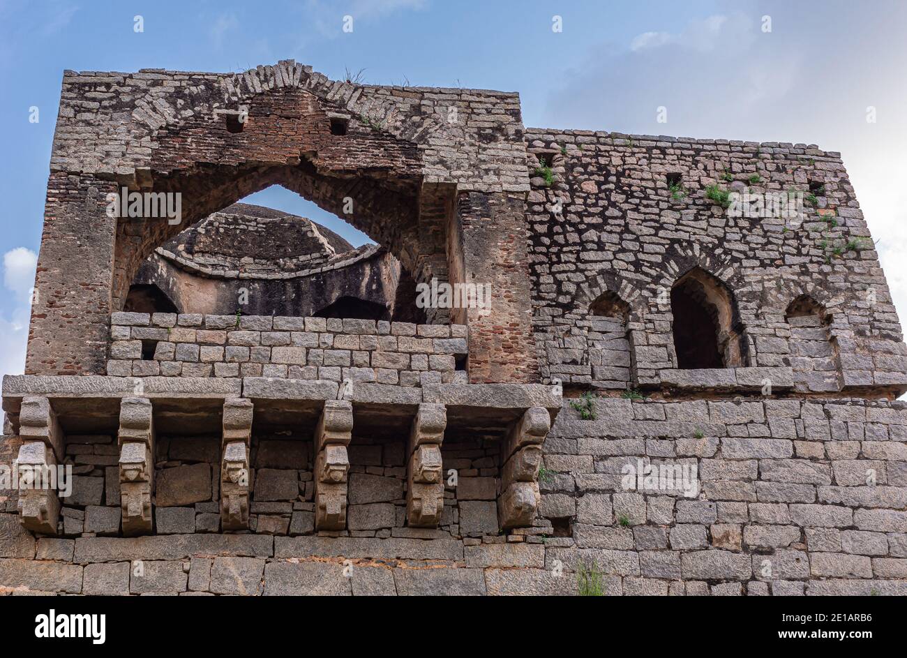 Hampi, Karnataka, India - November 4, 2013: Closeup of Upper level of ...