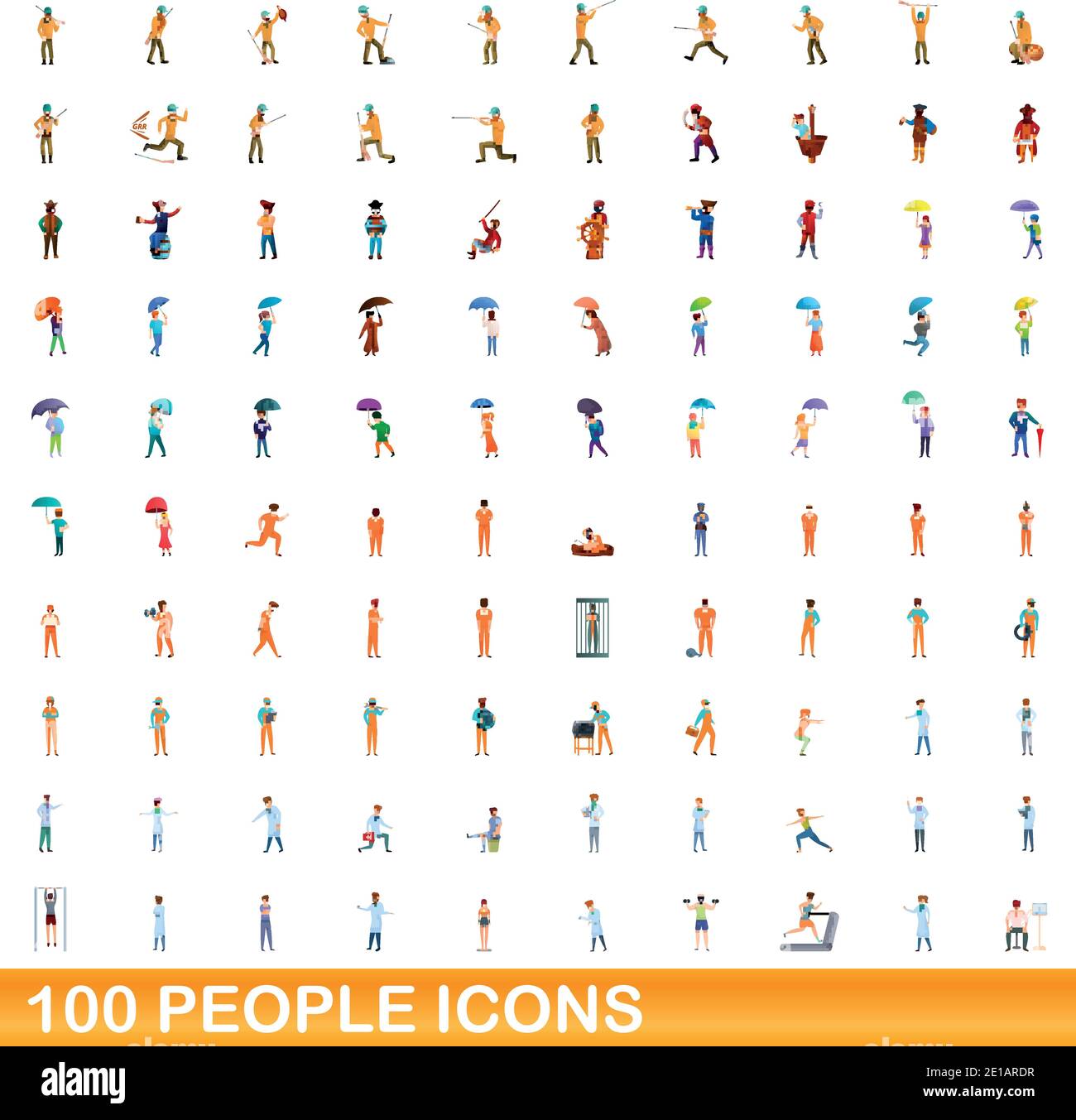 100 people icons set. Cartoon illustration of 100 people icons vector ...