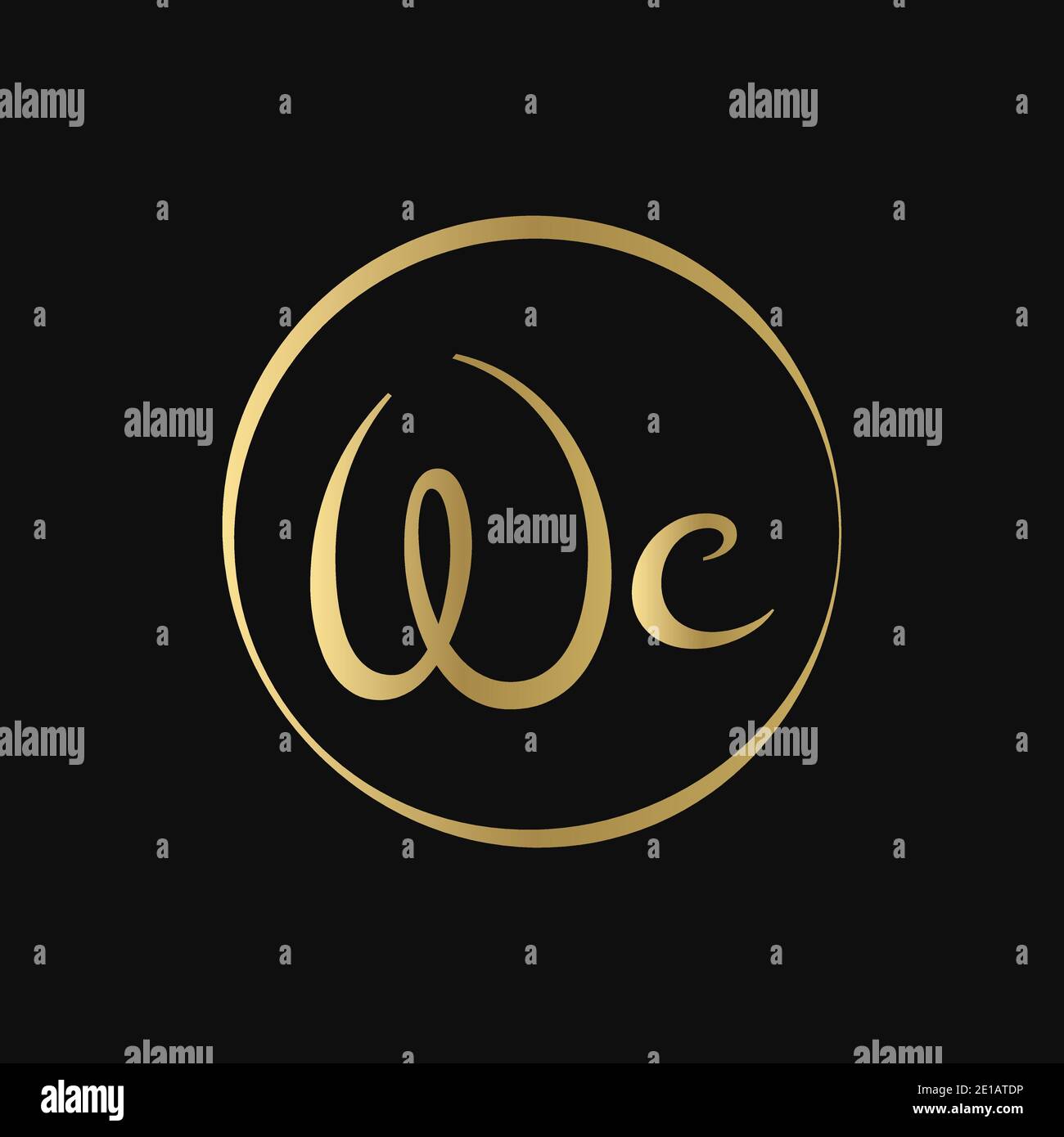 Creative WC letter Logo Design vector Template. Abstract Script Letter ...