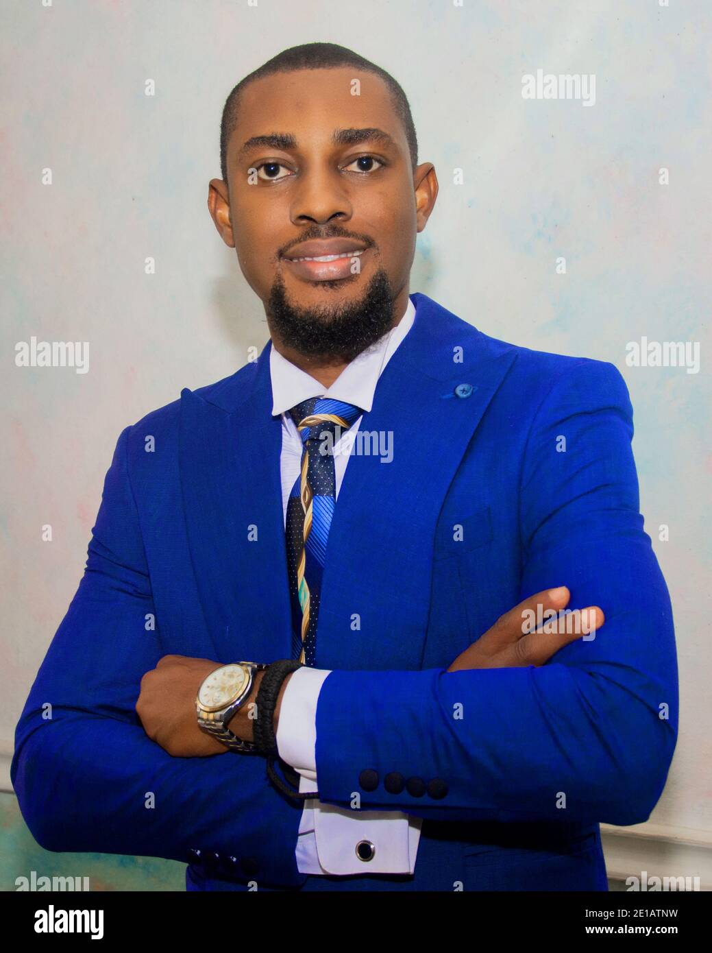 Business Man in blue suit portrait Stock Photo - Alamy