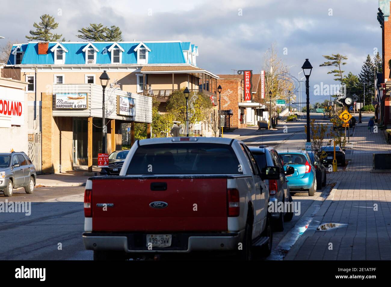 Downtown Main Street in the Town of Mattawa, Nipissing District ...