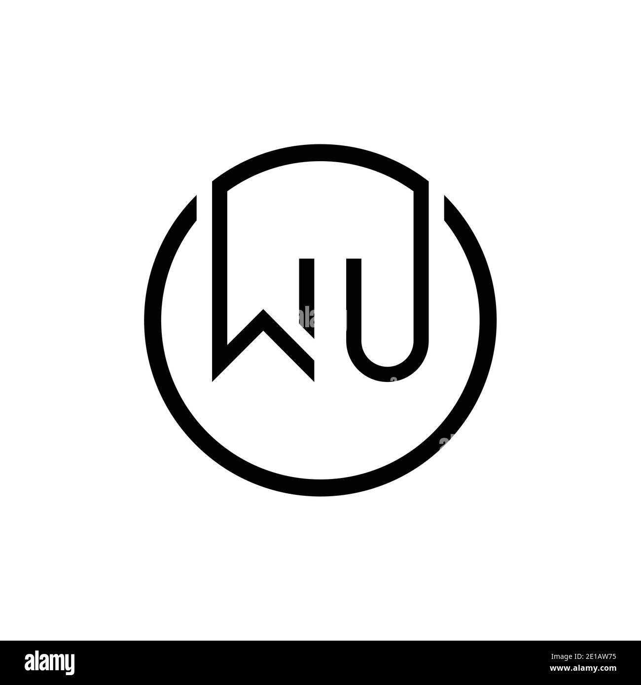 Initial Circle Letter WU Logo Design Vector Template. Initial Linked ...