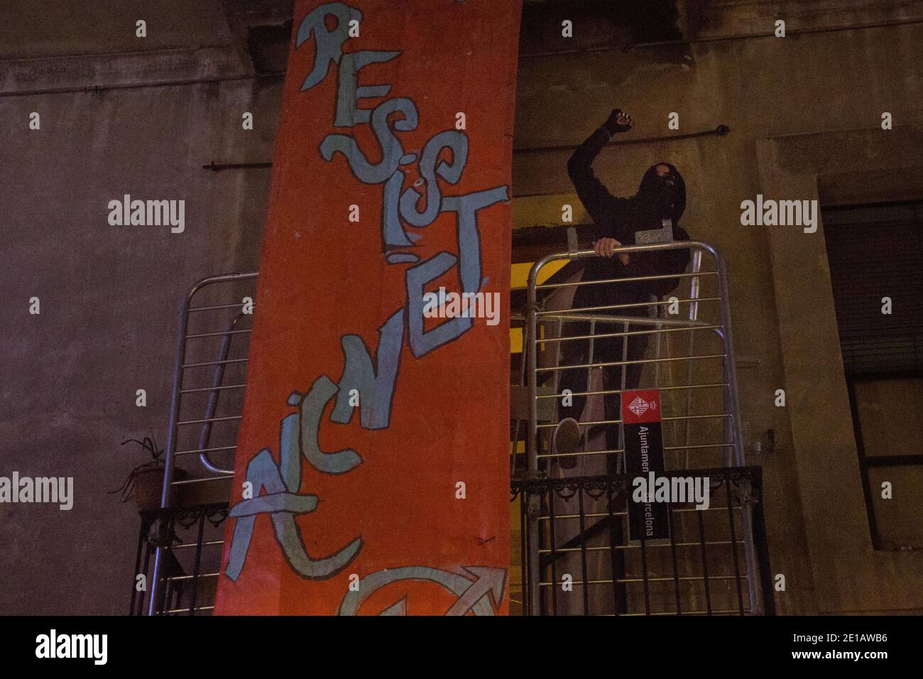 Barcelona, Catalonia, Spain. 5th Jan, 2021. Squat is seen in squatted ...