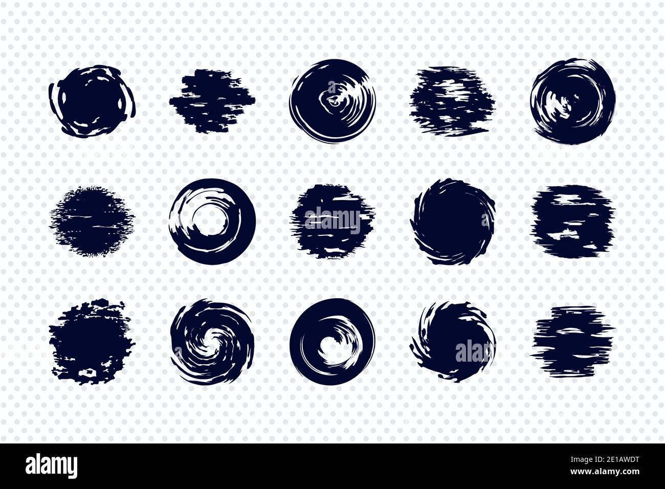 Brush stroke circles icon set over white background, vector ...