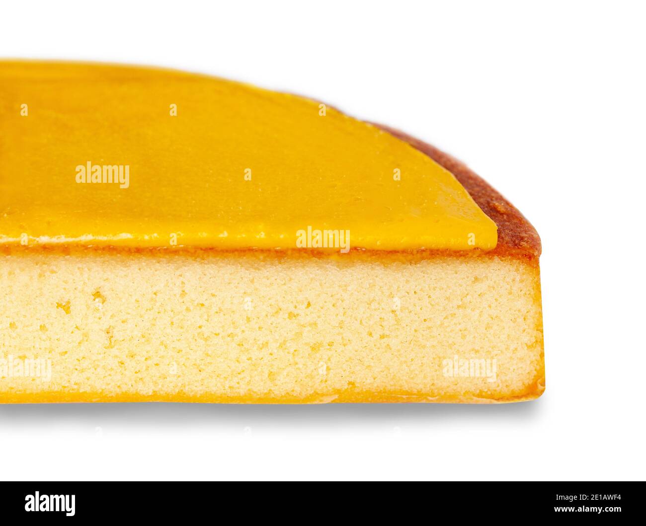 Close up detail of a Lemon Half Moon Cake isolated on white background ...