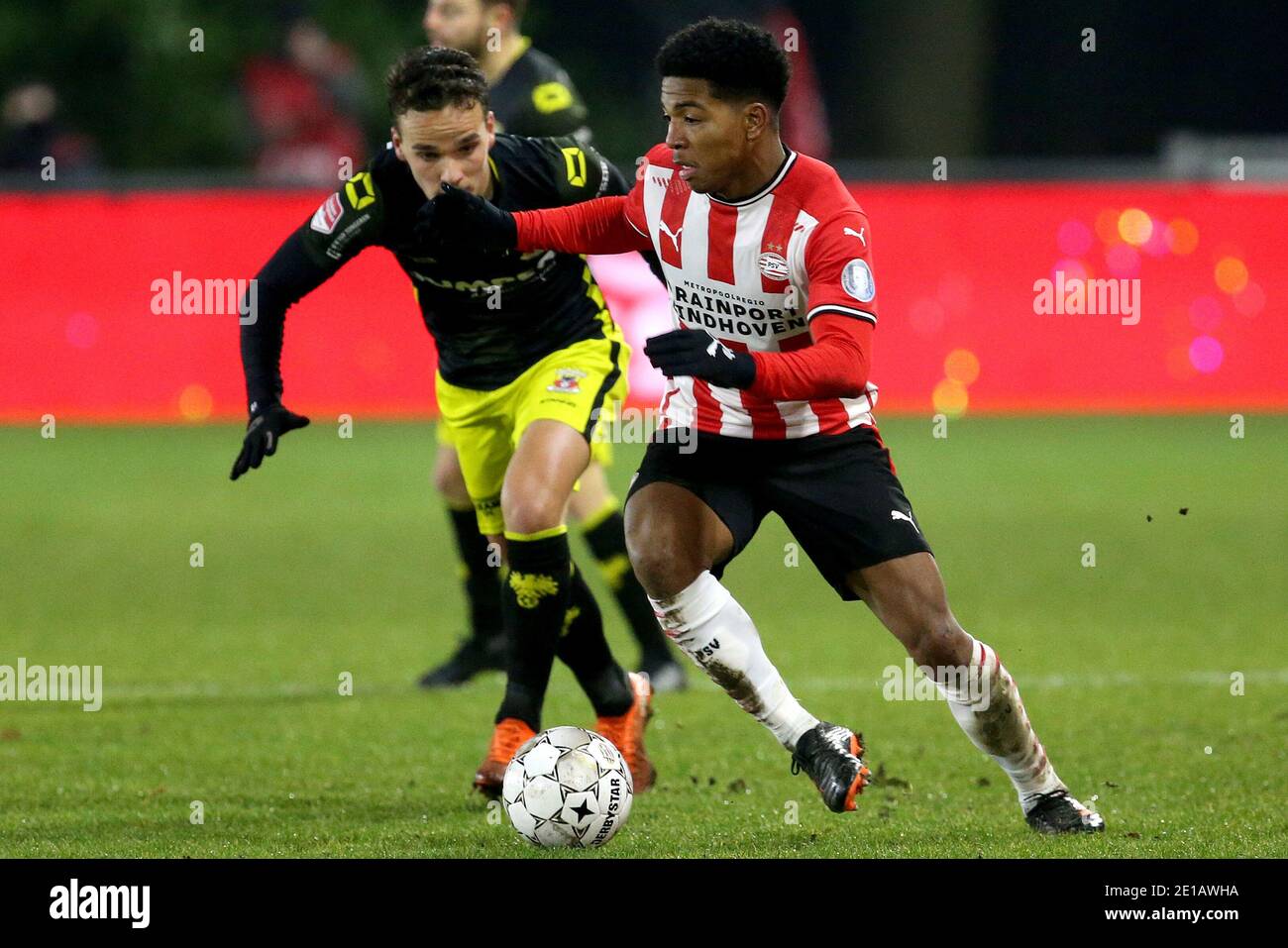 EINDHOVEN, NETHERLANDS - JANUARY 5: L-R: Bradly van Hoeven of Go Ahead ...