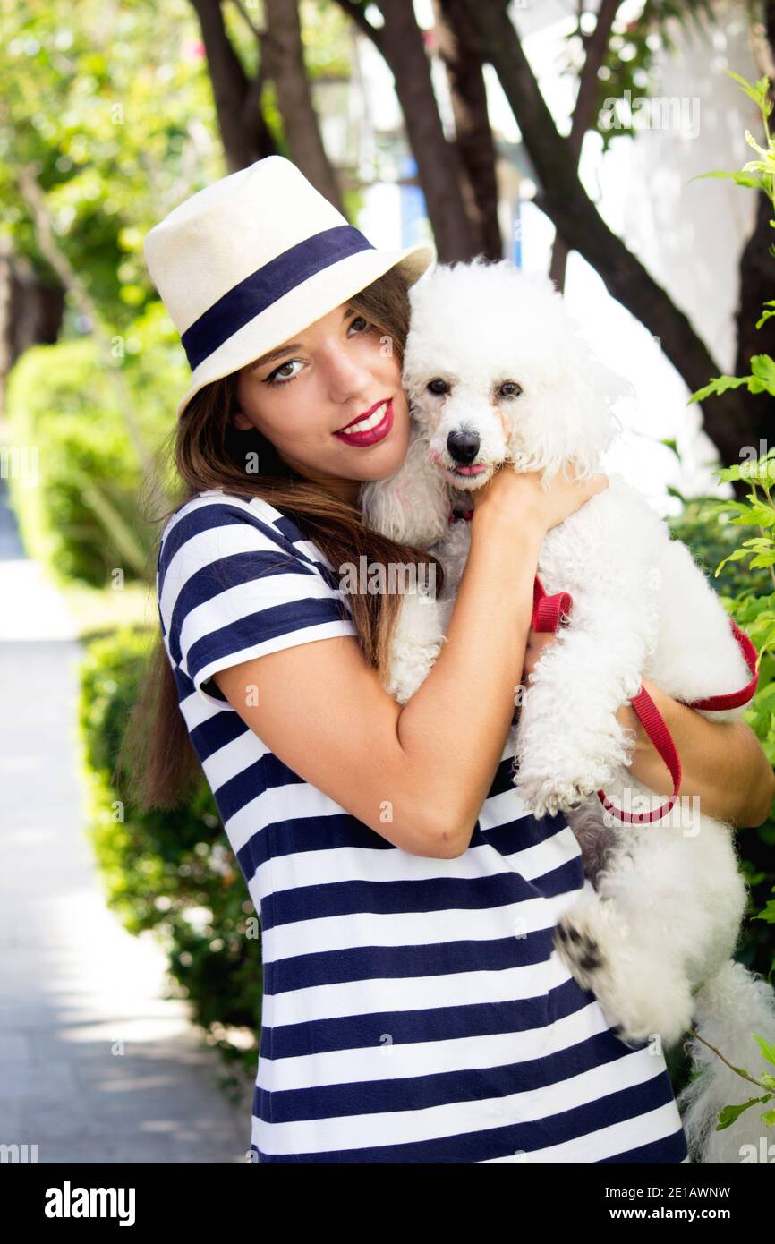 girl dog poodle cute Stock Photo - Alamy