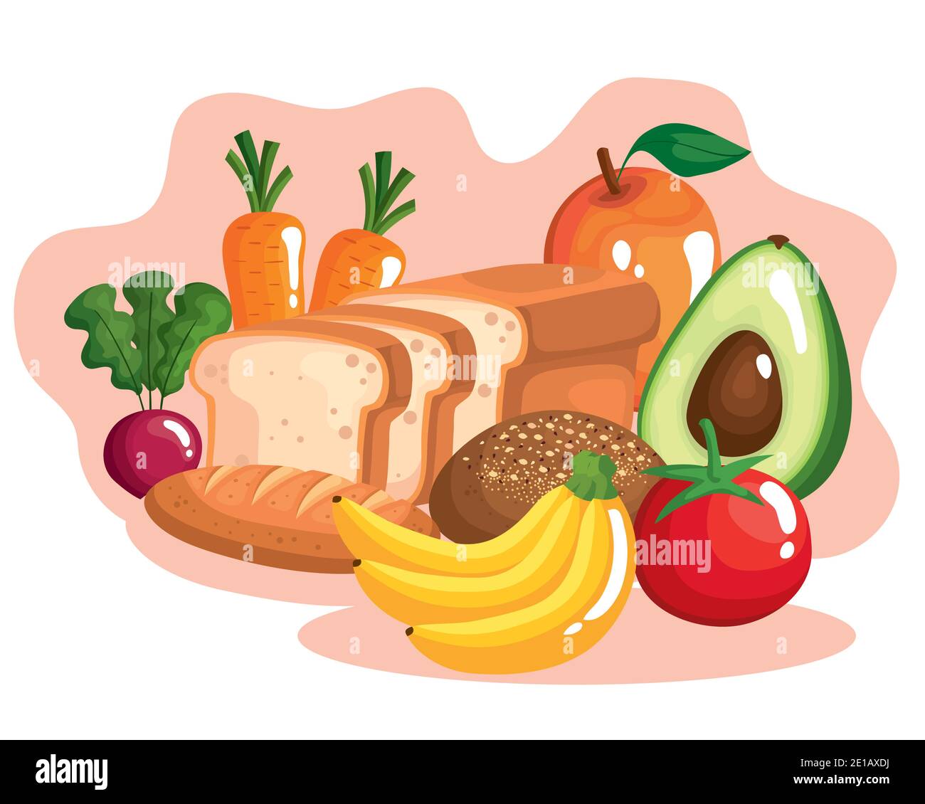 vegetables with fruits and healthy food Stock Vector Image & Art - Alamy