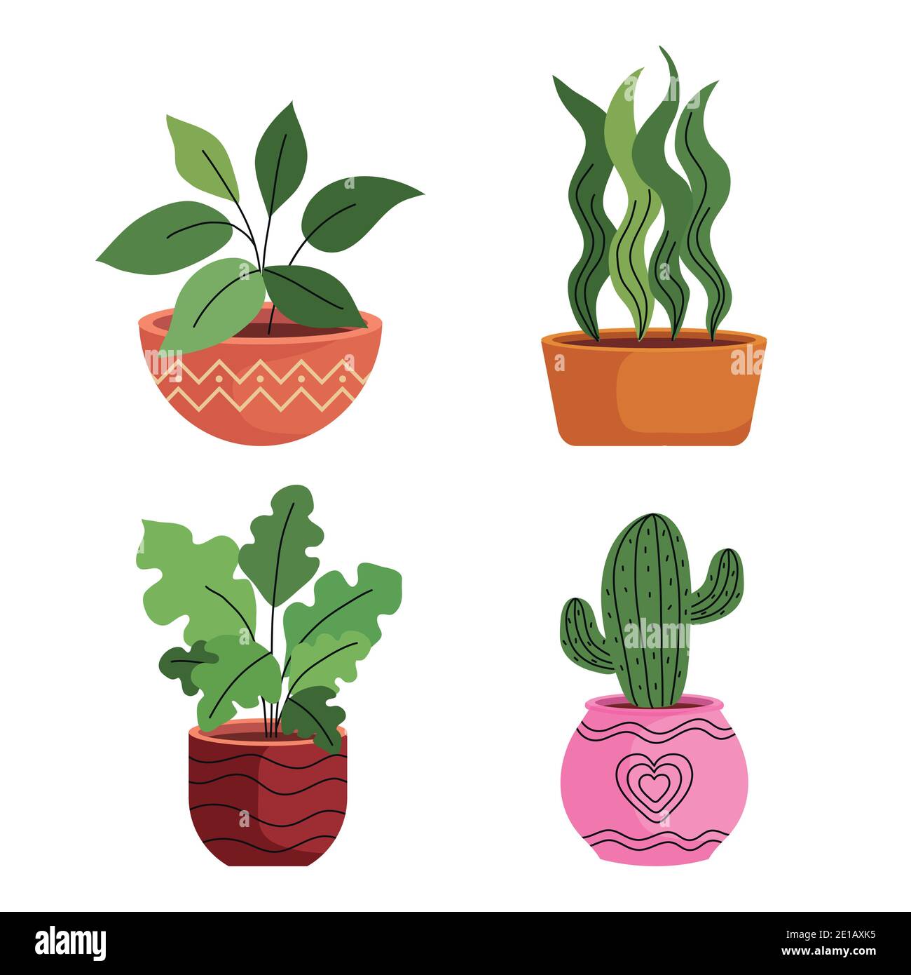 Four plants in pots Stock Vector Images - Alamy