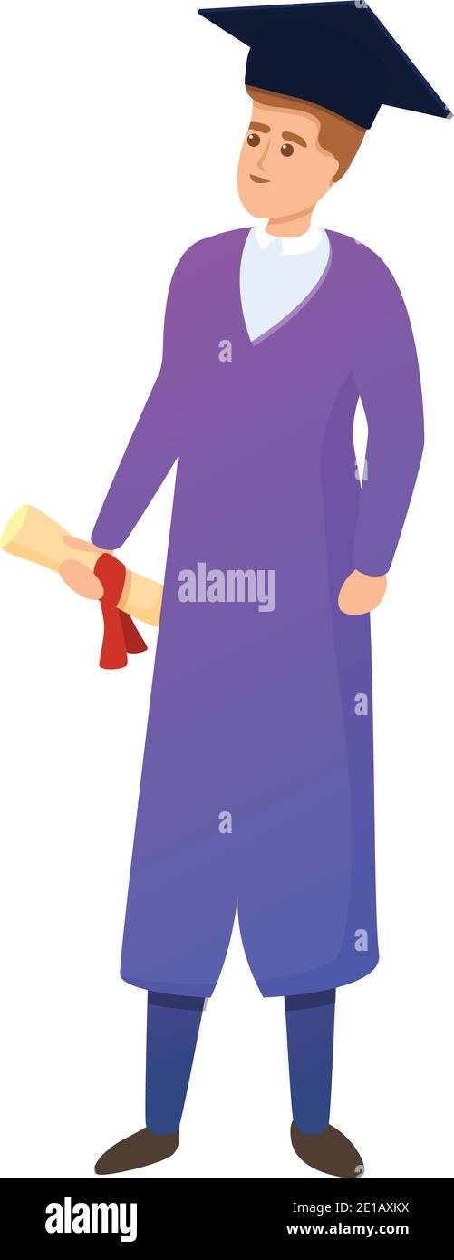 Graduated student icon. Cartoon of graduated student vector icon for ...