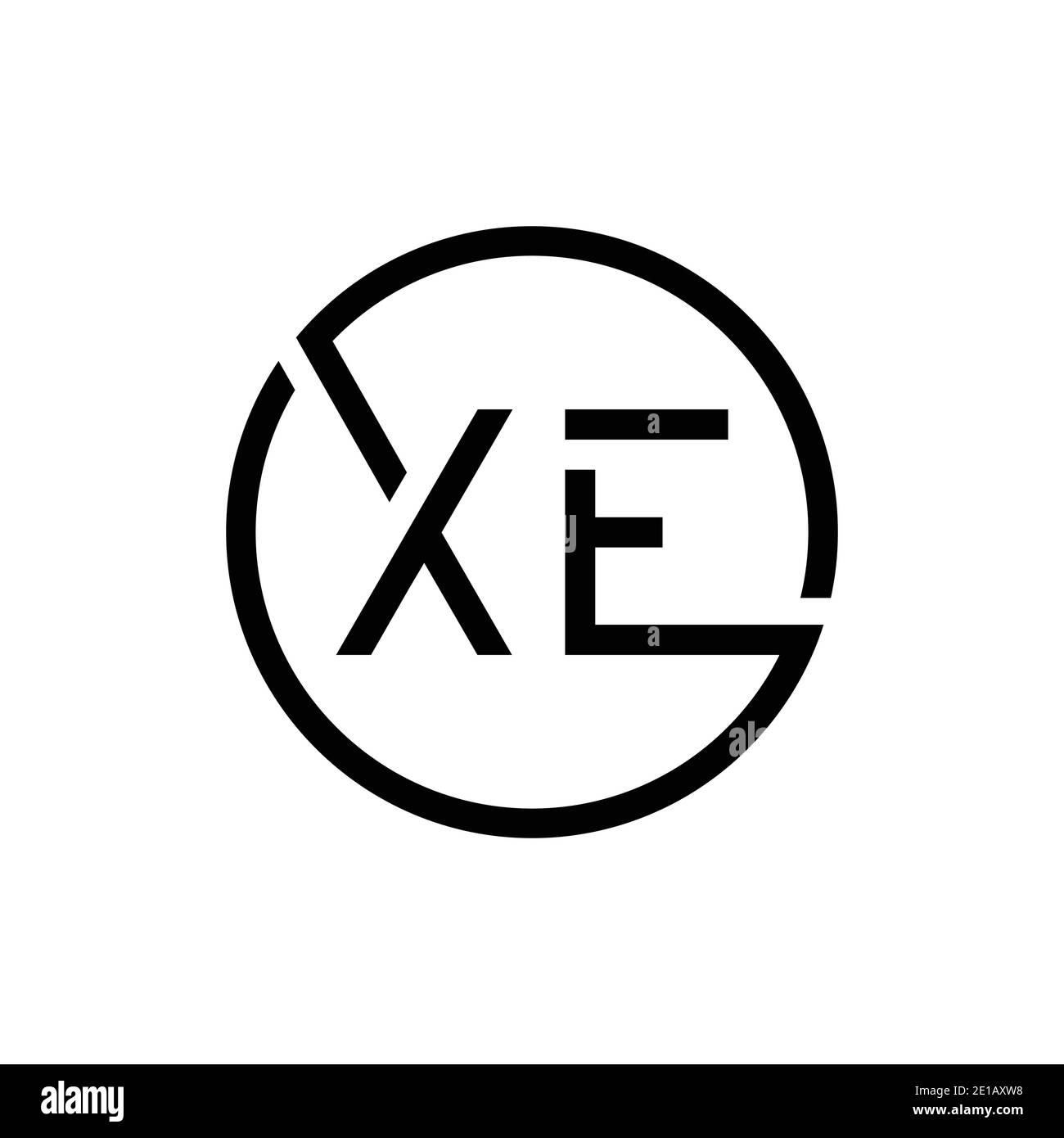 Creative Circle Letter XE Logo Design Vector Template. Initial Linked ...