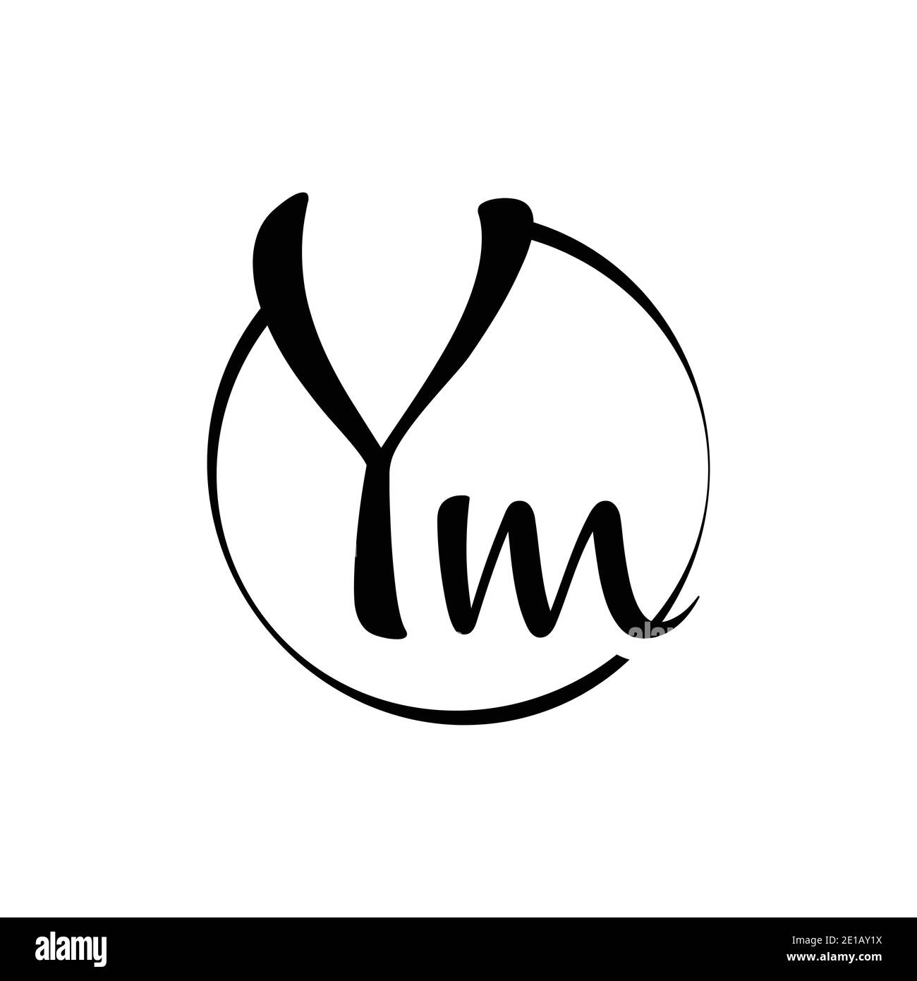 YM letter Logo Design vector Template. Abstract Script Letter YM Vector ...