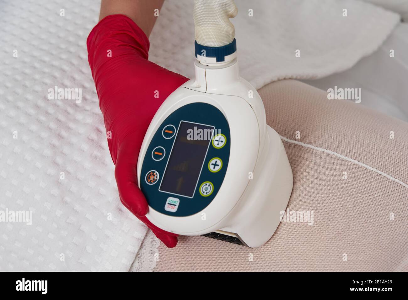 Beautiful woman getting beauty cellulite therapy with LPG machine Stock ...