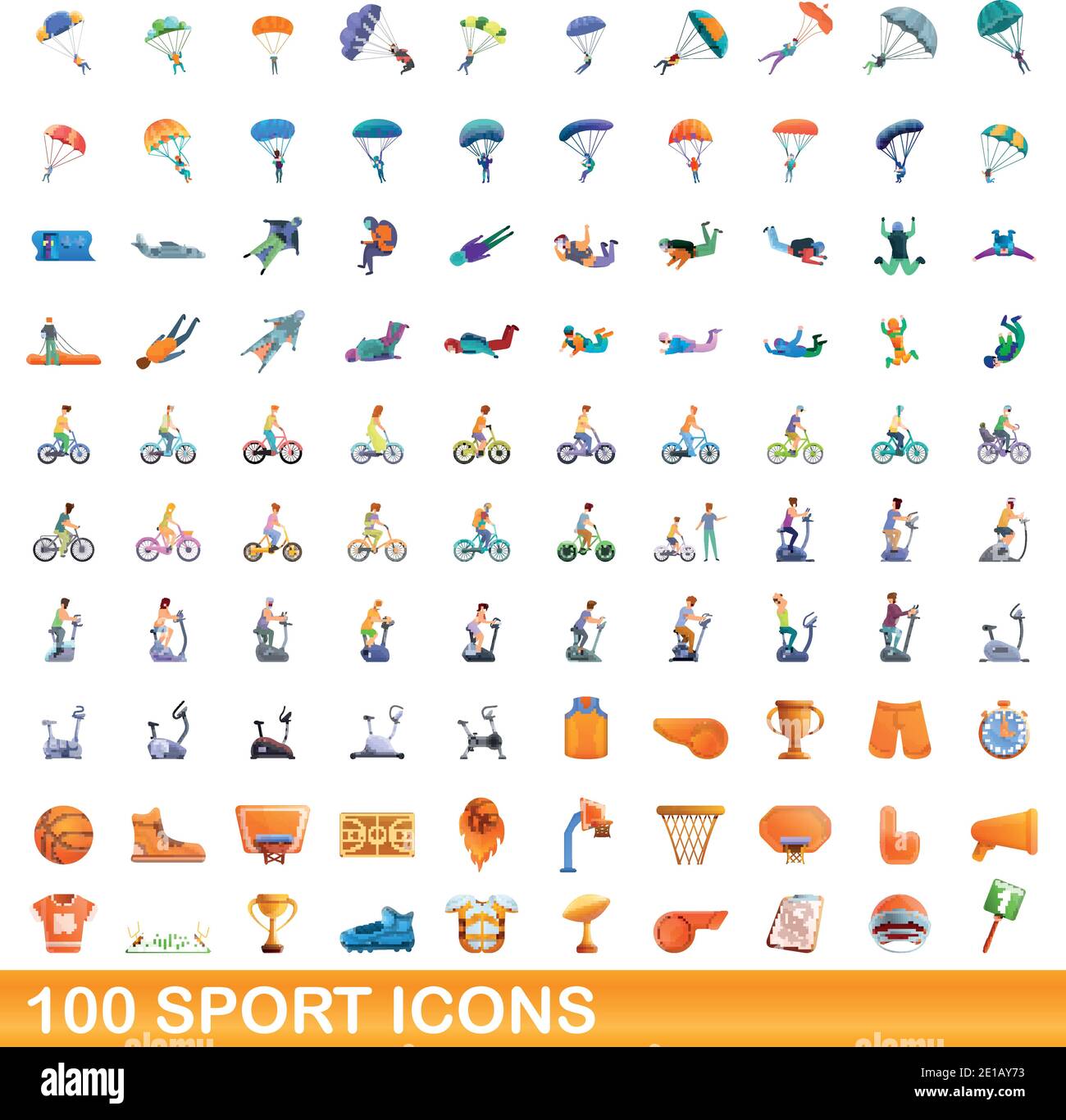100 sport icons set. Cartoon illustration of 100 sport icons vector set ...