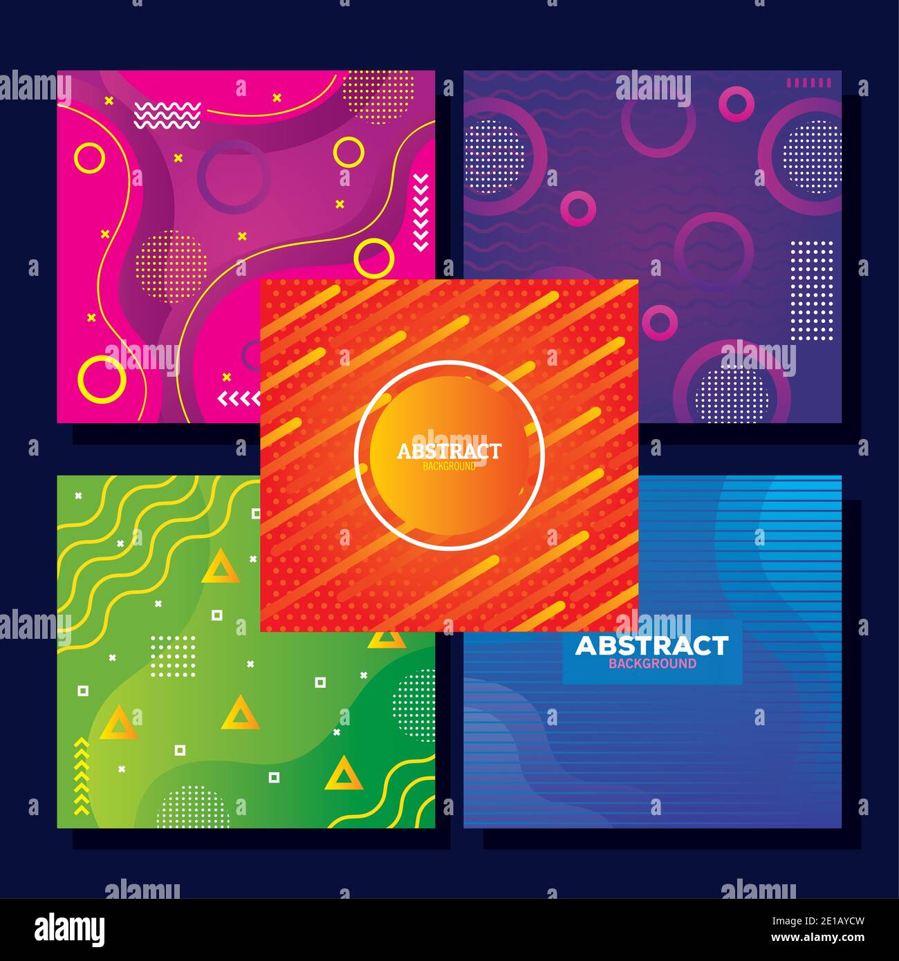 five set colors memphis abstract backgrounds Stock Vector Image & Art ...