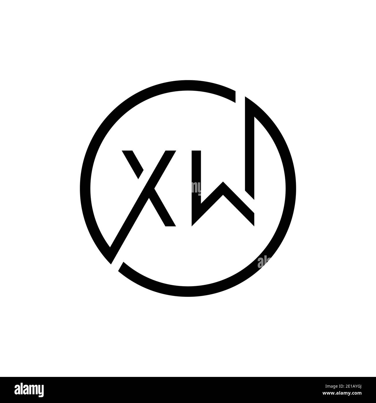 Creative Circle Letter XW Logo Design Vector Template. Initial Linked ...