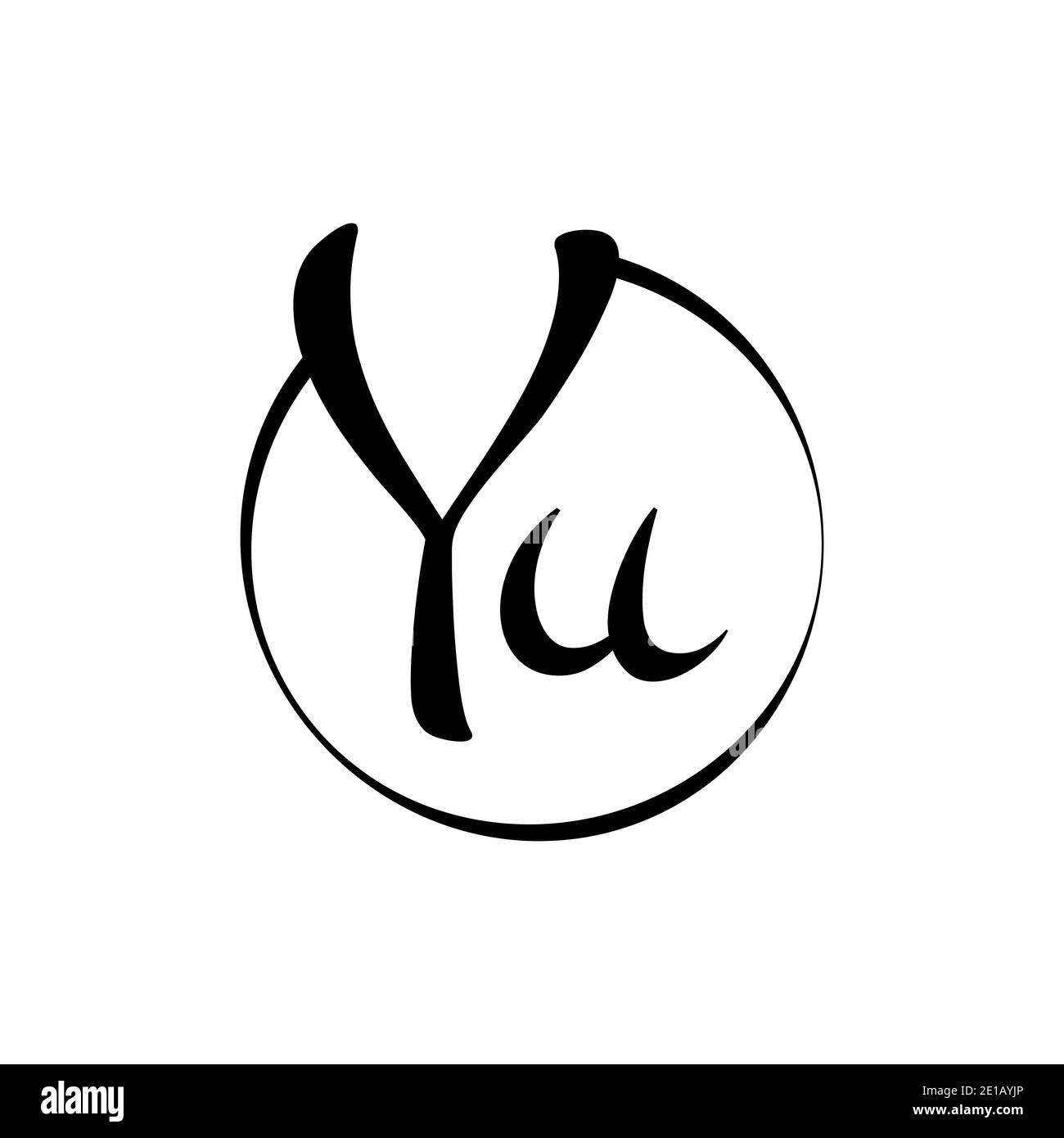 YU letter Logo Design vector Template. Abstract Script Letter YU Vector ...