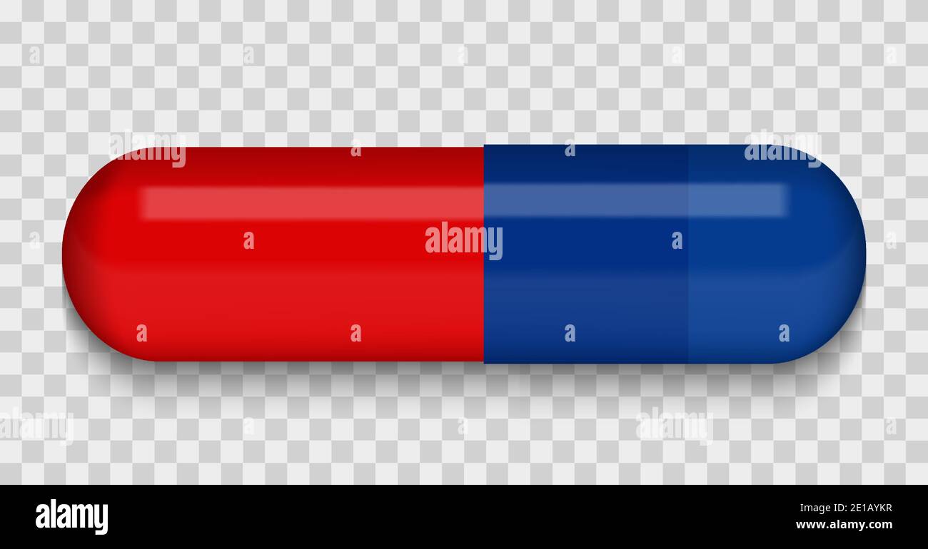 Red and Blue Medical pill on a transparent background. Virus capsule ...