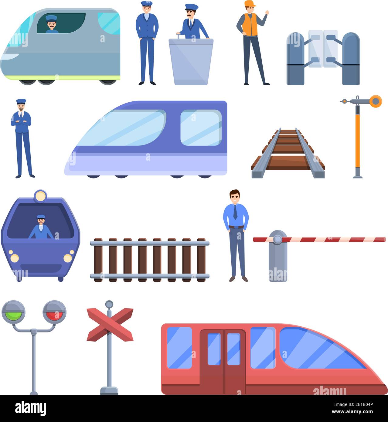 Electric train driver icons set. Cartoon set of Electric train driver ...
