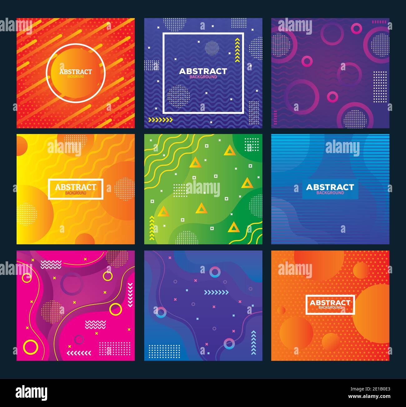 nine set colors memphis abstract backgrounds Stock Vector Image & Art ...