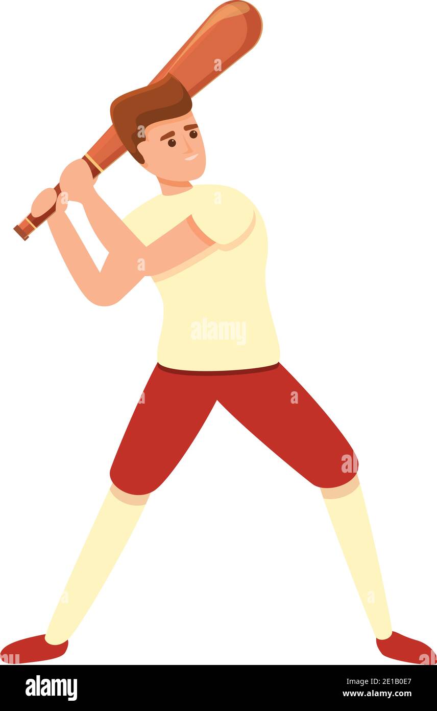 Baseball player ready bat icon. Cartoon of baseball player ready bat ...