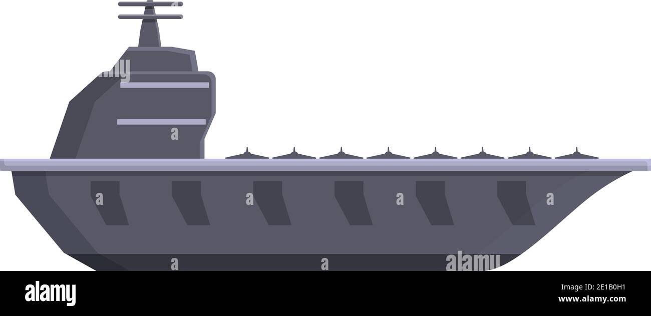 Aircraft carrier icon. Cartoon of aircraft carrier vector icon for web ...
