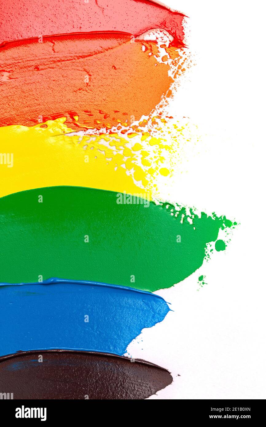 Smears of Rainbow Colored Paint Isolated on a White Background Stock ...