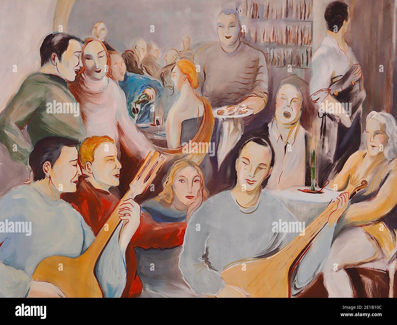 Traditional art in Lisbon - painting of Fado music Stock Photo - Alamy
