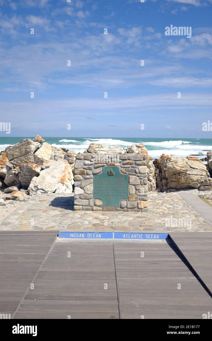 South Africa, Cape Agulhas, Cape Town, where 2 oceans meet - the Indial and Atlantic Oceans ...