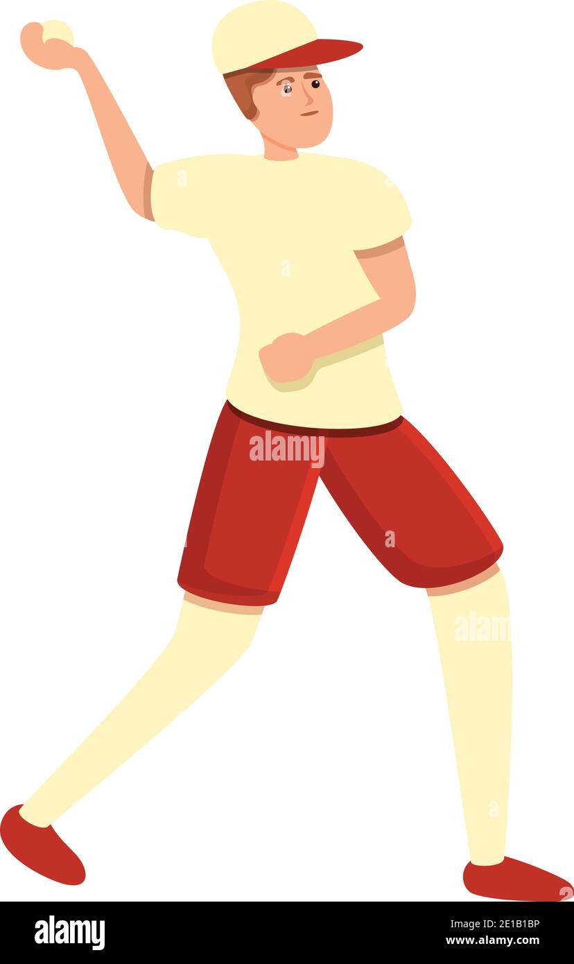 Young baseball player icon. Cartoon of young baseball player vector ...
