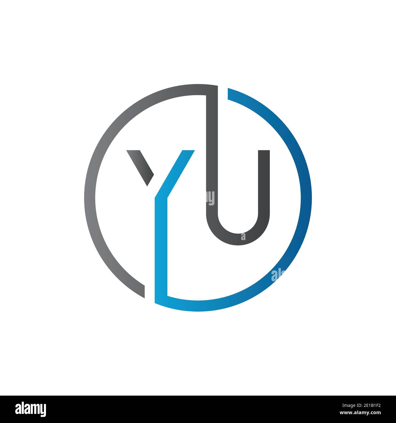 YU Logo Design Vector Template. Initial Circle Letter YU Vector ...
