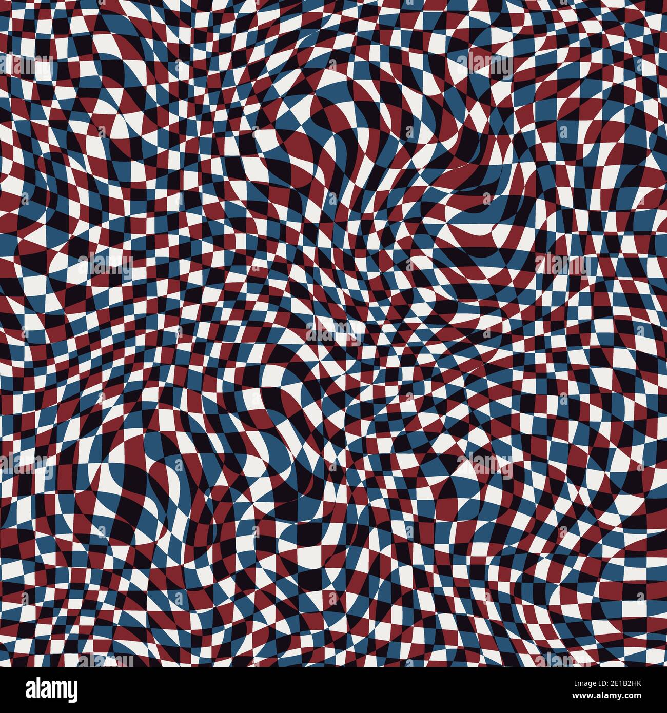 Seamless wavy check pattern red blue black white Stock Photo - Alamy