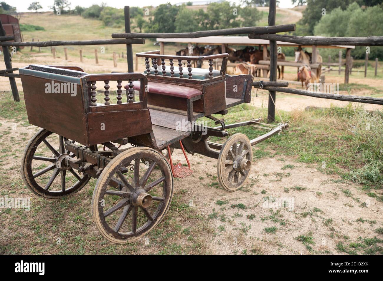 Farm With Horse Carriage