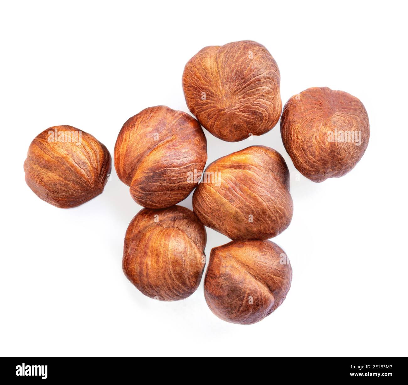 Hazelnuts heap isolated on white background. Hazelnuts Top view. Flat ...