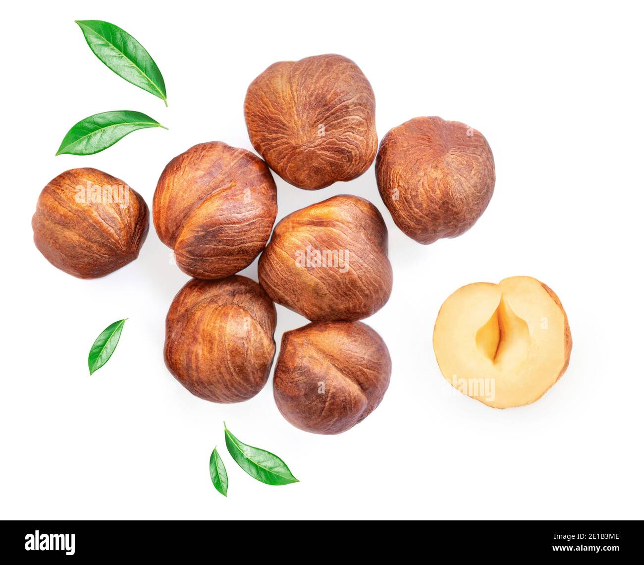 Hazelnuts isolated on white background. Top view. Flat lay Stock Photo ...