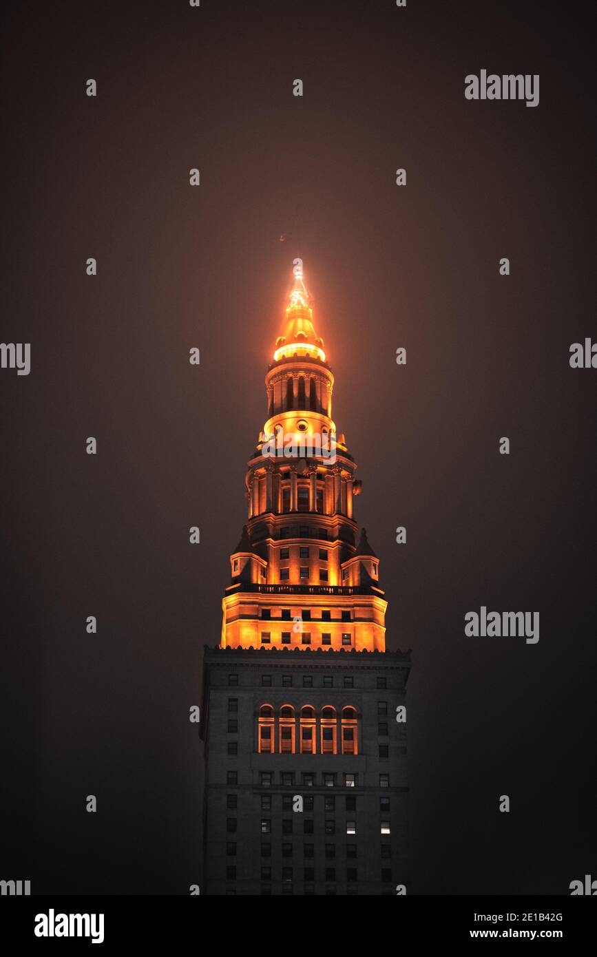 Orange Terminal Tower for the Browns Playoffs Cleveland Ohio Stock ...