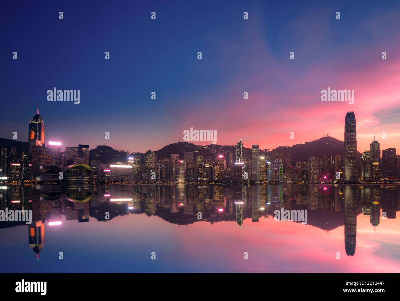 Hong Kong Skyscrapers in sunset Stock Photo - Alamy