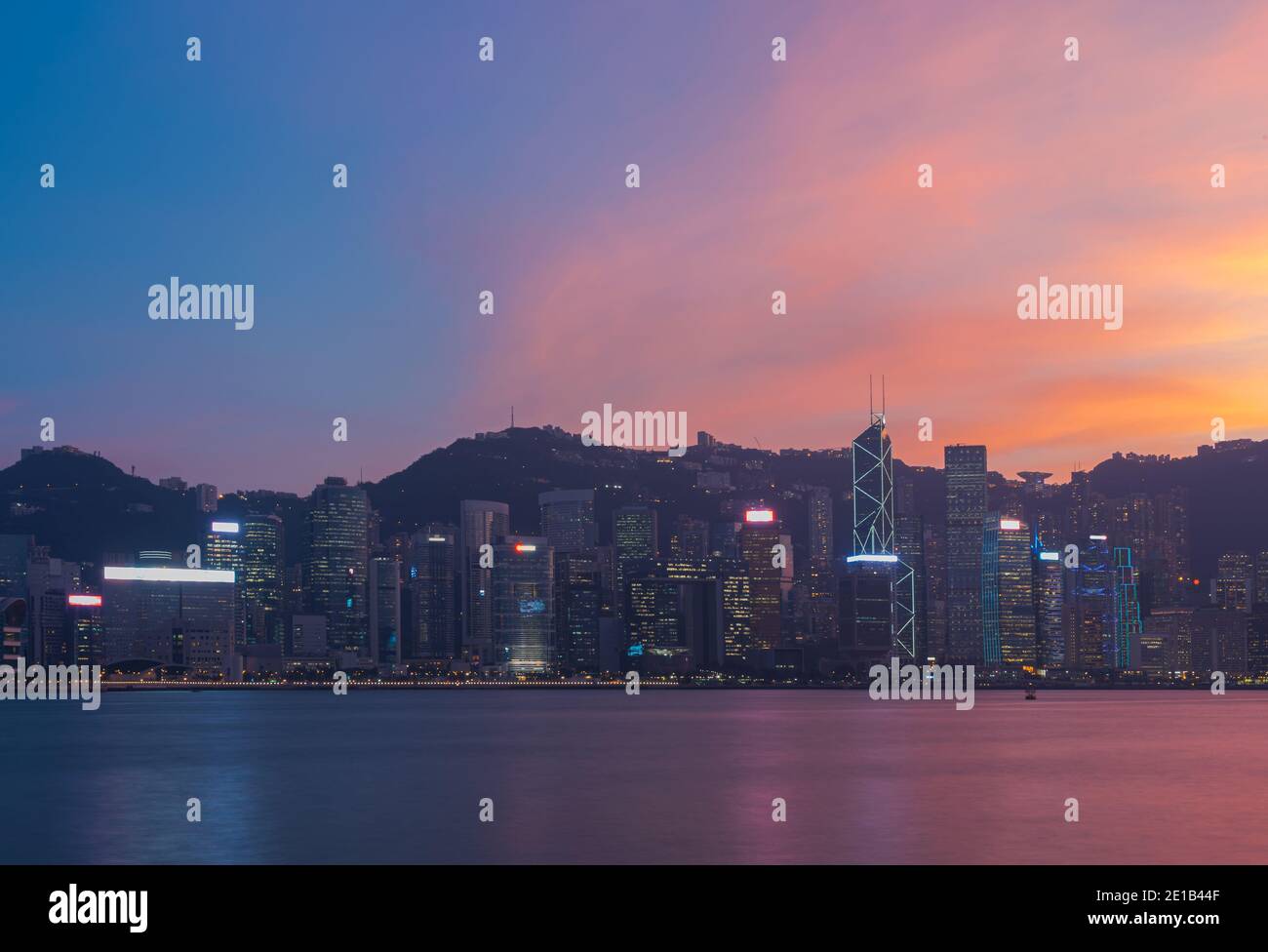 Hong Kong Skyscrapers in sunset Stock Photo - Alamy