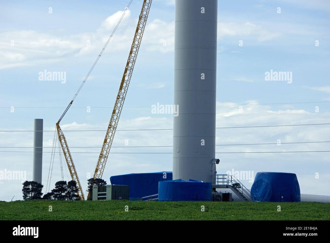 Wind turbine construction and renewable wind farm technology on a farm ...
