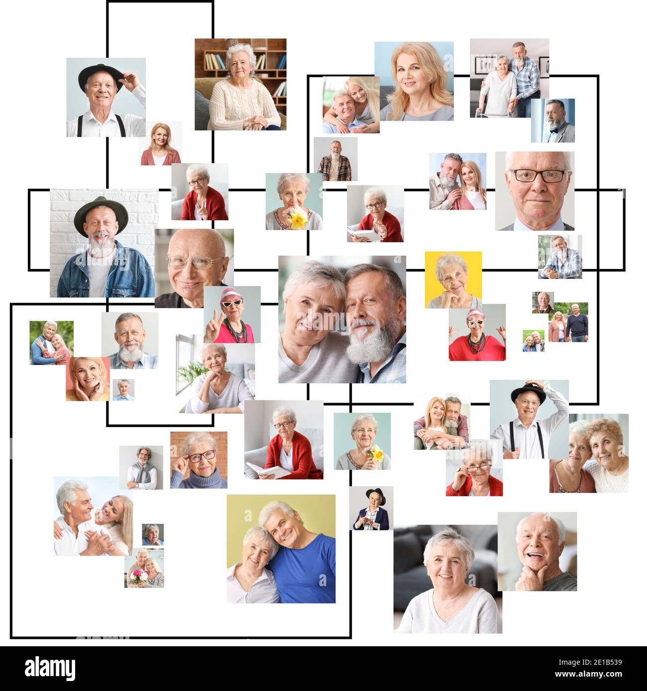 Collage of different elderly people on white background Stock Photo - Alamy