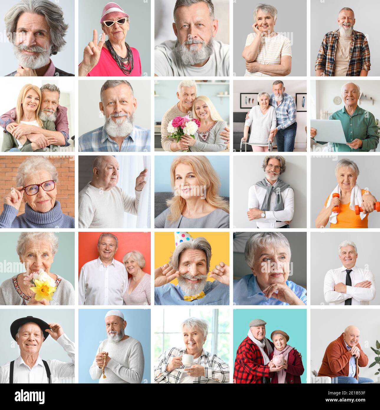Collage of different elderly people Stock Photo - Alamy
