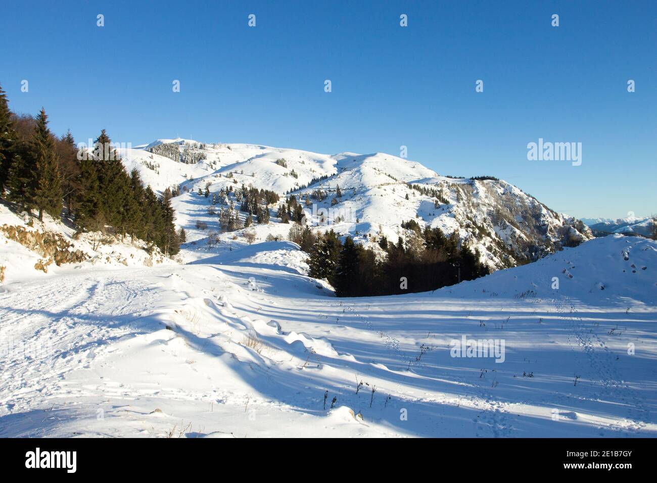 Mountain winter landscape. Mount Grappa with snow. Italian Alps Stock ...
