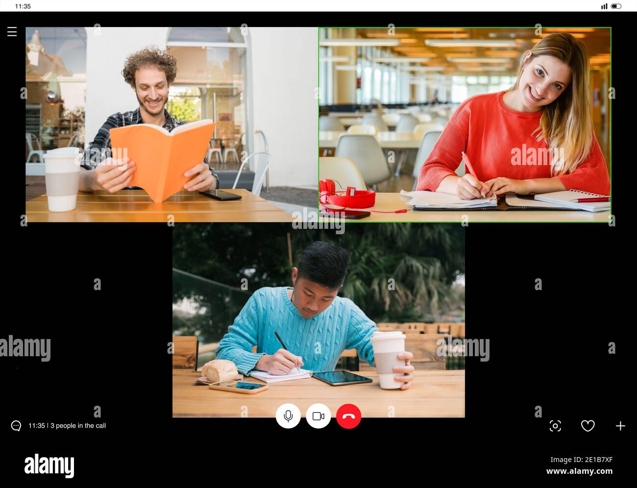 Classmate group on a video call Stock Photo - Alamy