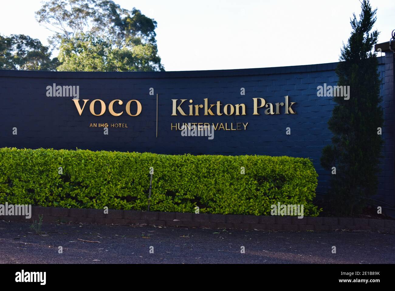 a sign for Kirkton Park VOCO hotel in hunter valley Stock Photo - Alamy
