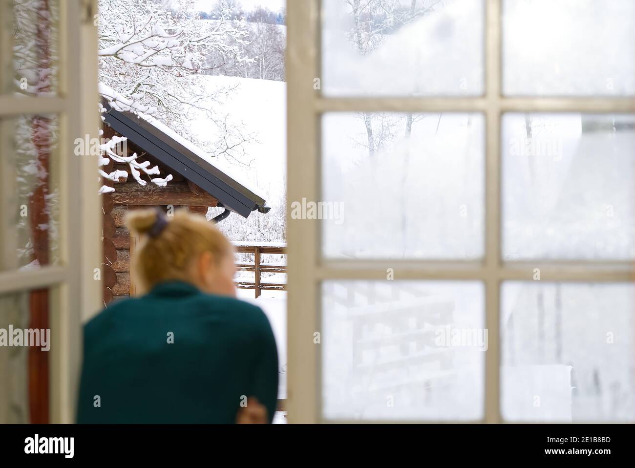 Modern wooden window with frost hi-res stock photography and images - Alamy