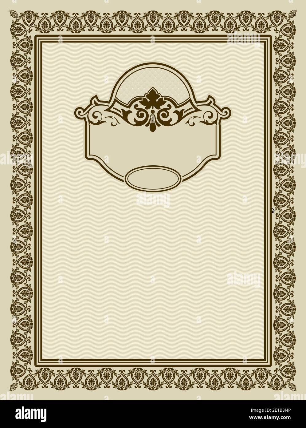 Vintage background with ornamental border and decorative patterns ...