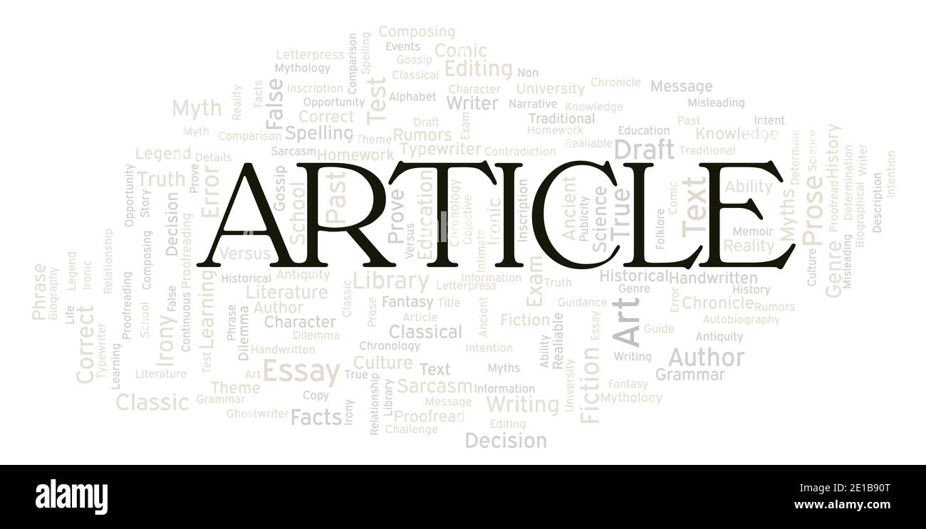 Article typography word cloud create with text only Stock Photo - Alamy